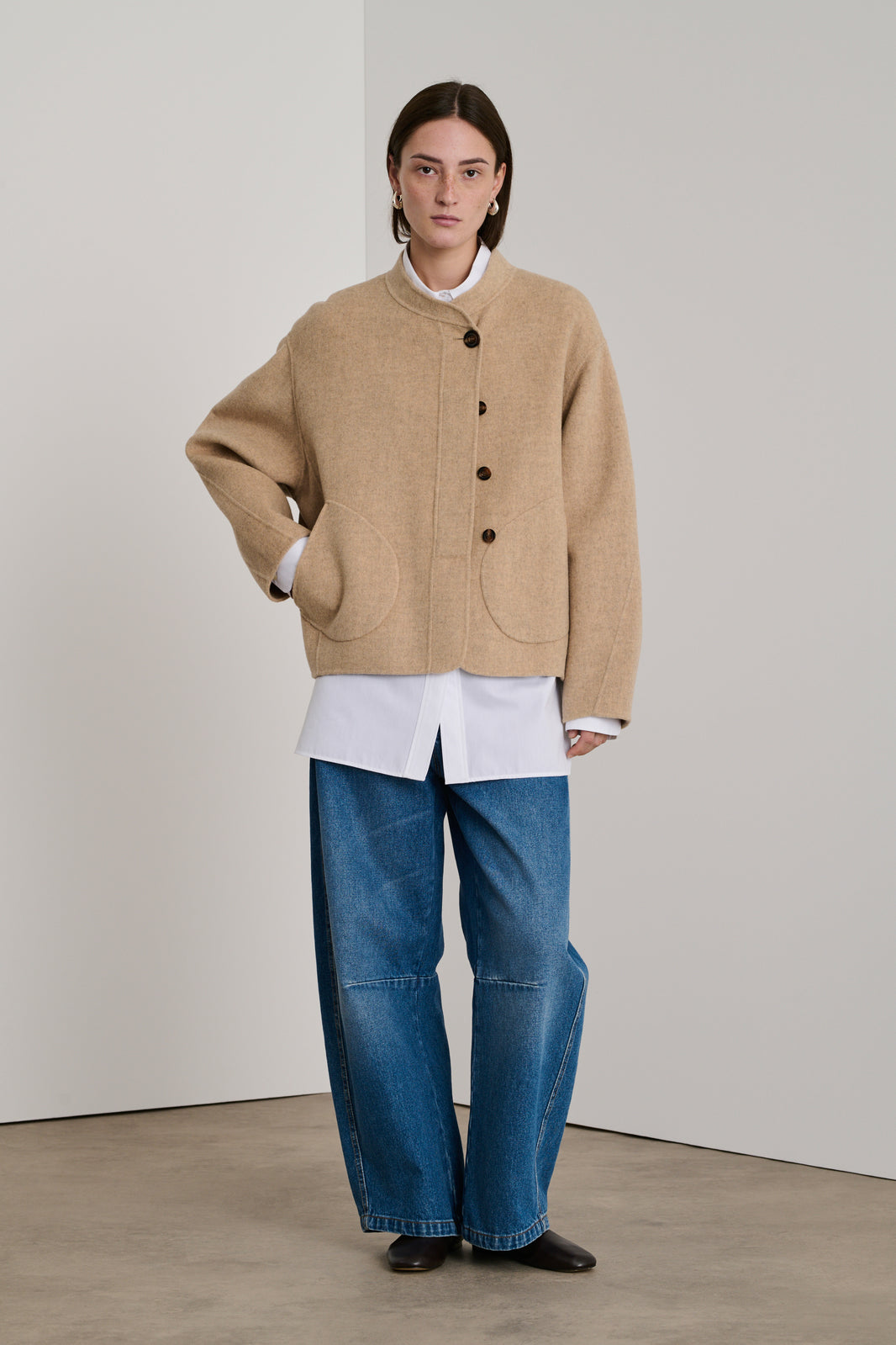 Windsor Coat - Heathered Beige - Wool - Woman