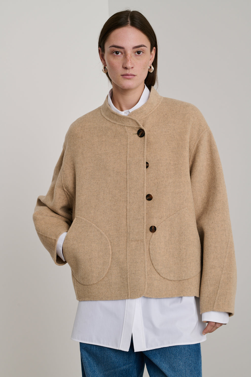 Windsor Coat - Heathered Beige - Wool - Woman